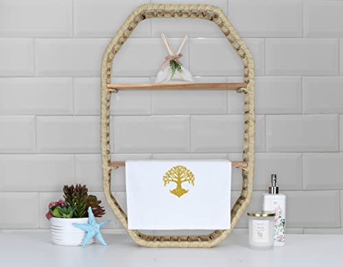 VoYa - Luxury Embroidered Turkish Cotton - 13” × 13” SWashcloth for Bathroom, Kitchen, Hotel, Spa, Gym -White