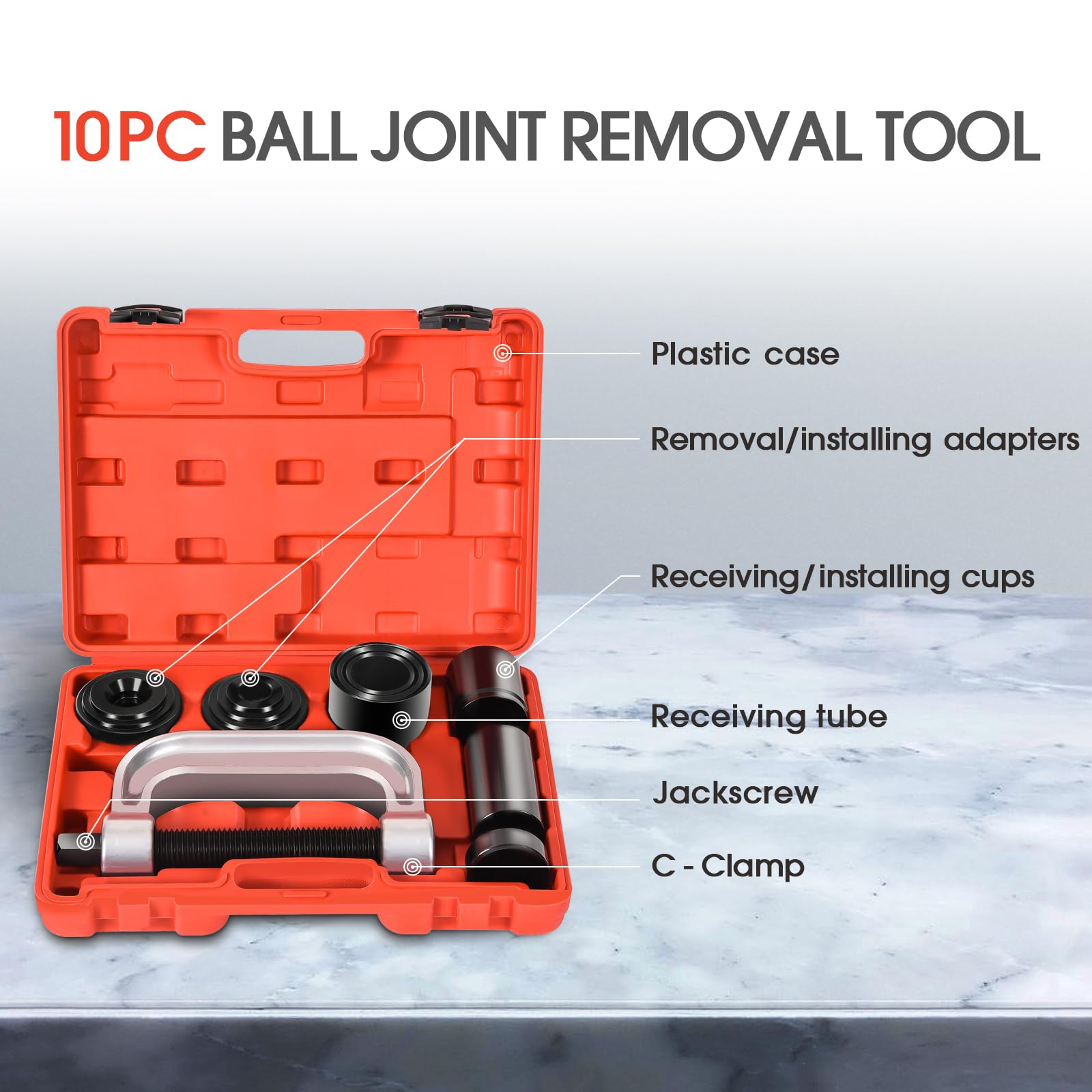 DHA Heavy Duty Ball Joint Press & U Joint Removal Tool Kit with 4x4 Adapters for 2WD 4WD Car Light Truck, Upper and Lower Ball Joint Press Kit Remover Installer Service Set