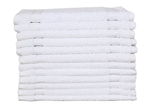 GOLD TEXTILES Premium Washcloths Towel Set (12 Pack, White, 12x12 Inches) Multi-Purpose Soft, Machine Washable Sports & Workout Towels (White, 12 Washcloths)
