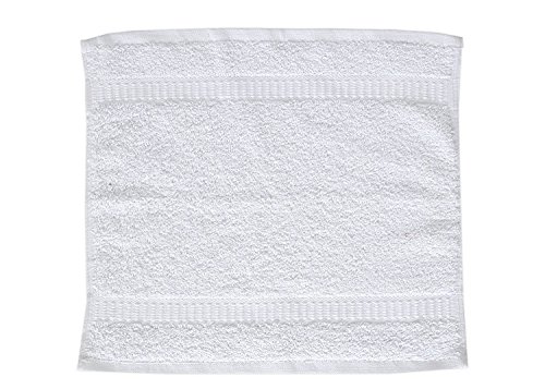 GOLD TEXTILES Premium Washcloths Towel Set (12 Pack, White, 12x12 Inches) Multi-Purpose Soft, Machine Washable Sports & Workout Towels (White, 12 Washcloths)