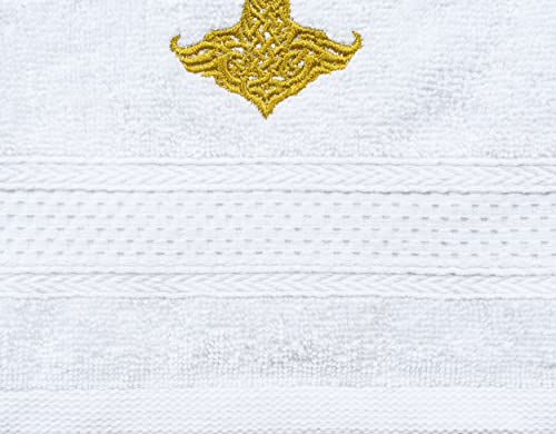 VoYa - Luxury Embroidered Turkish Cotton - 13” × 13” SWashcloth for Bathroom, Kitchen, Hotel, Spa, Gym -White