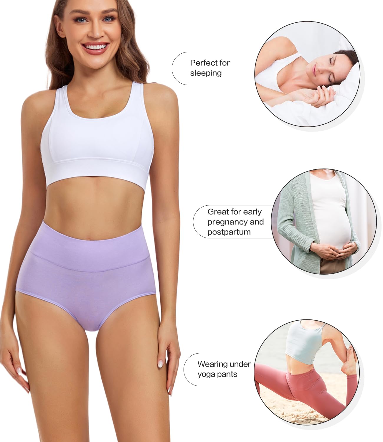 wirarpa Women's 4 Pack Cotton Underwear High Waisted Briefs Ladies Panties Underpants Green Orange Red Purple XX-Large