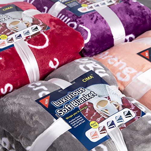 CIMA Healing Positive Blanket, Gift for People Need Hug Strength Company, Thoughts Positive Energy Love & Hope & Fluffy Comfort (50 x 60 Inch Purple)