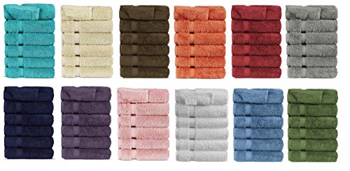 FTB Classic Washcloths Set 12 Piece Washcloths (Moss Green, 12 Washcloths)