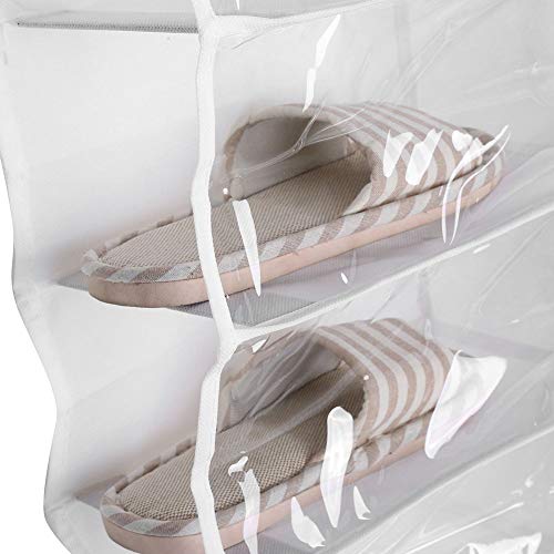 26 Pocket Shoe Organizer, Crystal Clear Over The Door Hanging Closets Storage Bag for Shoes, Sneakers or Accessories(White)