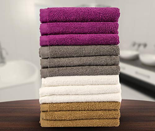 Bliss Casa Washcloths Set (12 x 12 Inch, 12 Pack) – 100% Cotton Washcloths for Face, Highly Absorbent Soft Face Towels, and Quick Drying Fingertip Towels for Daily Use (Multi, Mix)