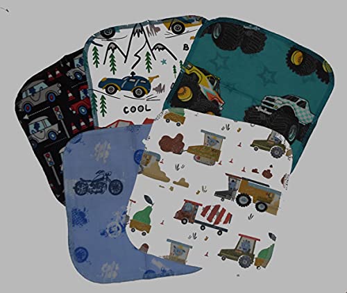 1 Ply Printed Flannel Little Wipes 8x8 Inches Set of 5 Zoom Zoom