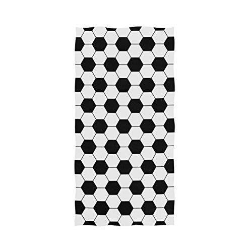 Naanle Chic Black White Geometric Pattern Soft Bath Towel Highly Absorbent Large Hand Towels Multipurpose for Bathroom, Hotel, Gym and Spa (16" x 30")