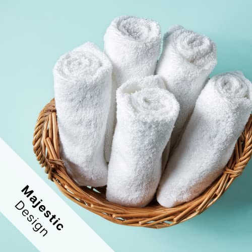 GOLD TEXTILES Premium Washcloths Towel Set (12 Pack, White, 12x12 Inches) Multi-Purpose Soft, Machine Washable Sports & Workout Towels (White, 12 Washcloths)