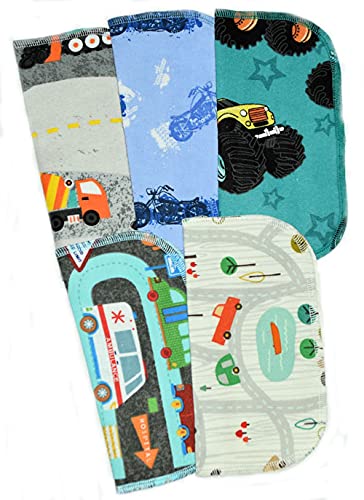 1 Ply Printed Flannel Little Wipes 8x8 Inches Set of 5 Zoom Zoom