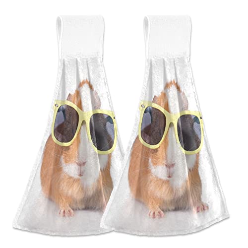 Kigai Hand Towels Funny Guinea Pig Hand Towels for Bathroom Kitchen Hanging Hand Towels Ultra Soft and Highly Absorbent Quick-Dry Hand Towels 18.2x14in