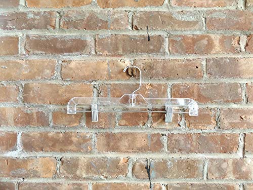 NAHANCO 600RC Plastic Skirt/Pant Hanger with Short Metal Swivel Hook and Pinch Clips, Heavy Weight, 14", Clear (Pack of 100)