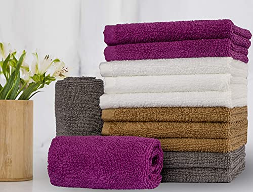 Bliss Casa Washcloths Set (12 x 12 Inch, 12 Pack) – 100% Cotton Washcloths for Face, Highly Absorbent Soft Face Towels, and Quick Drying Fingertip Towels for Daily Use (Multi, Mix)