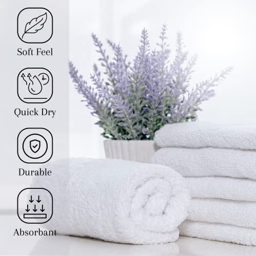 GOLD TEXTILES Premium Washcloths Towel Set (12 Pack, White, 12x12 Inches) Multi-Purpose Soft, Machine Washable Sports & Workout Towels (White, 12 Washcloths)