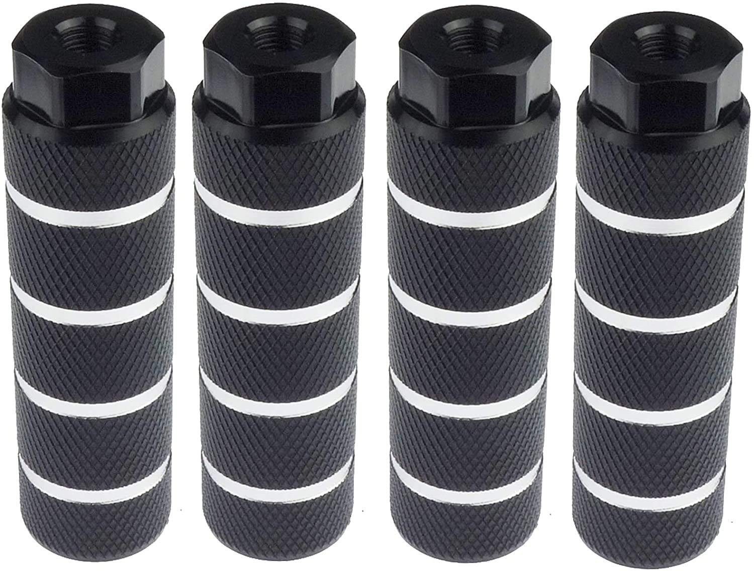 wansha Bike Pegs - High Strength Alloy Foot Pegs for BMX and Bicycle (Striped Black, 2pairs)