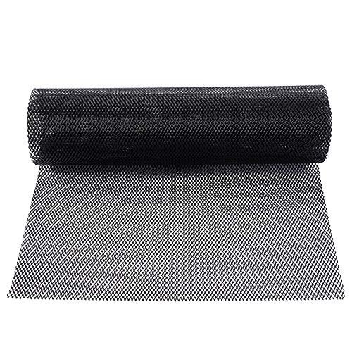 AggAuto Universal 40"x13" Car Grill Mesh - 100x33cm Aluminum Alloy Automotive Grille Insert Bumper 3x6mm Rhombic Hole, One of the Most Multifunctional Shape Grids Black
