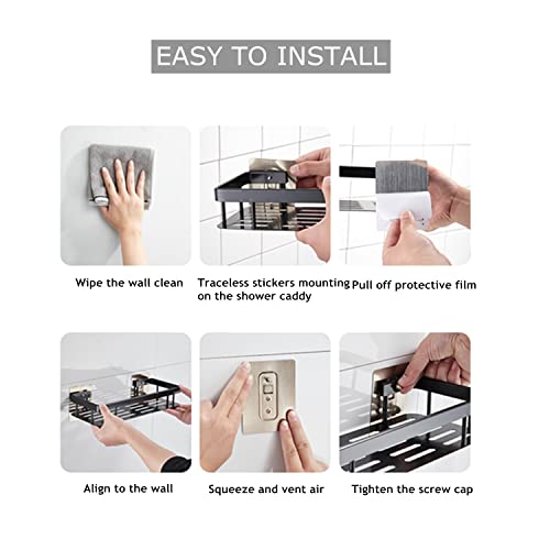 Shower caddy, 2 Pack Black Space Aluminum Shower Organizer, No Drilling Rustproof Shower Shelves with Hooks and Towels Hanger Storage for Bathroom, Kitchen