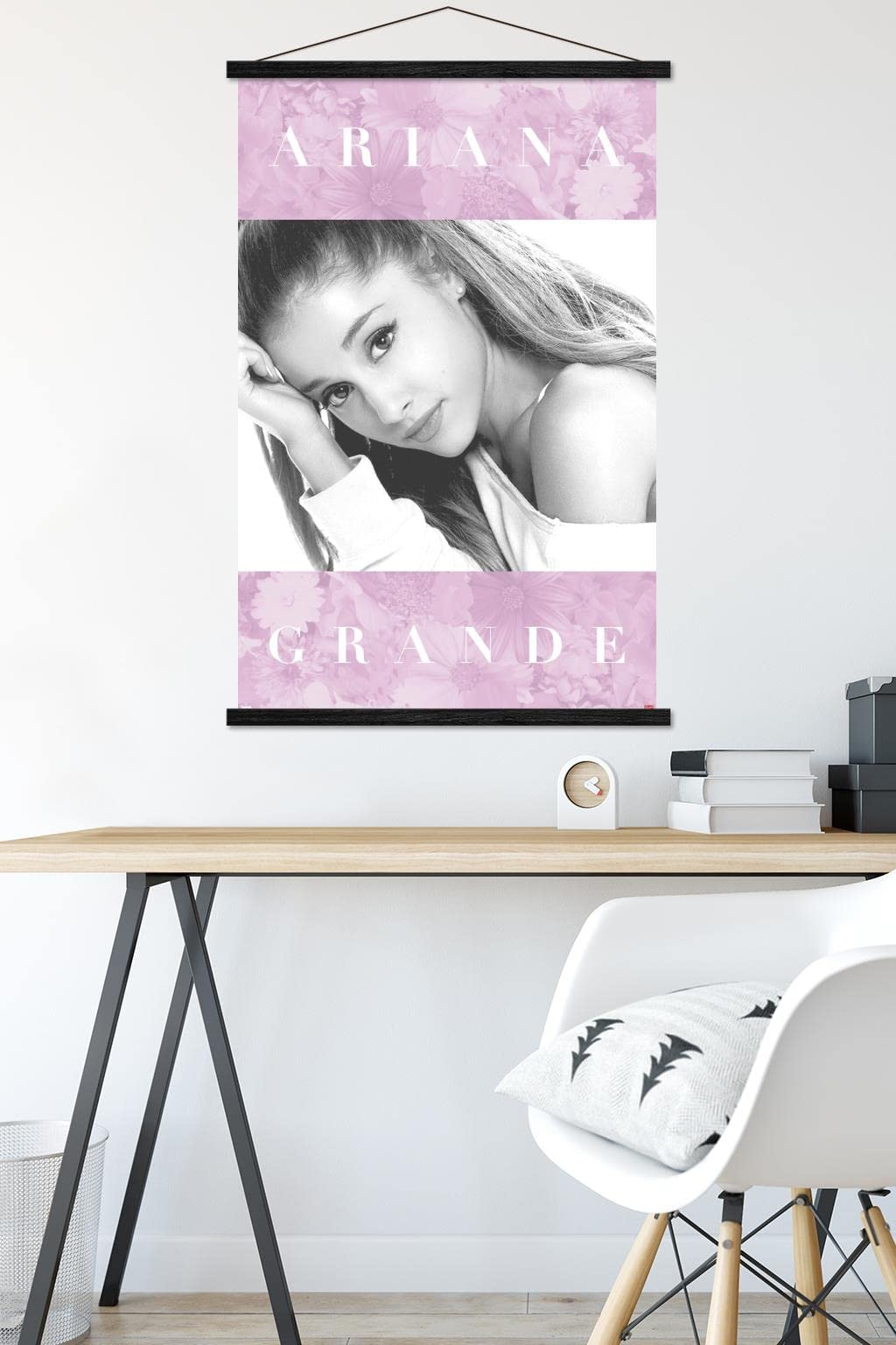 Trends International Ariana Grande - Floral Wall Poster, 22.375" x 34", Premium Print and Black Hanger Bundle