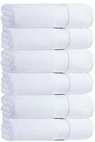 Oakias 6 Pack White Hand Towels β 16 x 28 Inches β 600 GSM Quality β Highly Absorbent & Soft Gym Towels