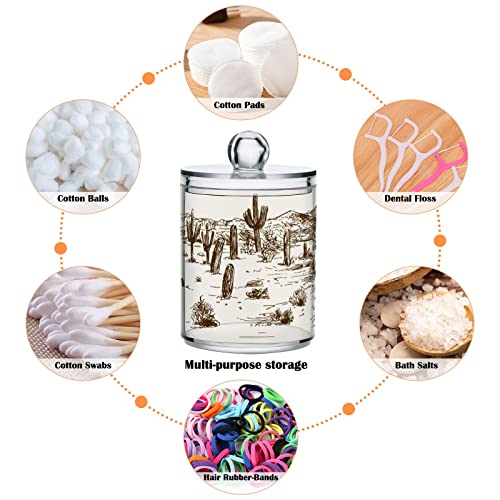 Blueangle 2 Pack Western Desert Cowboy Qtip Holder Dispenser for Cotton Ball, Cotton Swab - Plastic Apothecary Jar Set for Bathroom Canister Storage Organization(659)