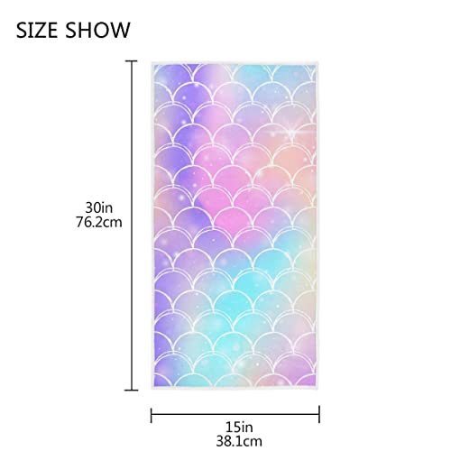 Wamika Glittering Mermaid Scale Hand Bath Towel Shower Towels Set Purple Pink Turquoise Kitchen Hanging Gym Fingertip Bathroom Towel Highly Absorbent