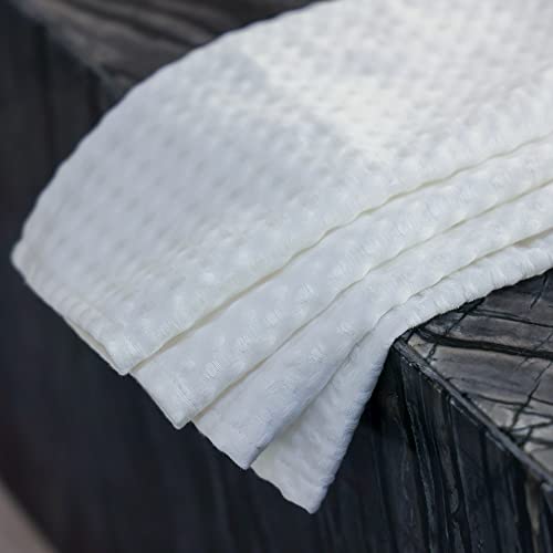 linendo Cotton Linen Waffle Weave Washcloths 12"x12" White - Set of 4, Highly Absorbent Super Soft Luxury Fast Drying Face Towels for Home and Kitchen