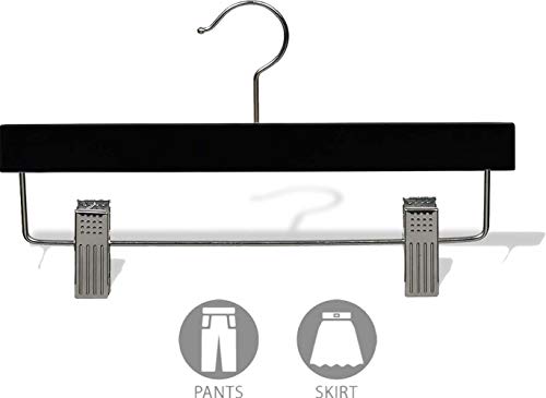 Kids Black Finish Bottom Hanger with Clips in 11" Length X 5/8" Thick with Chrome Hardware, Box of 25
