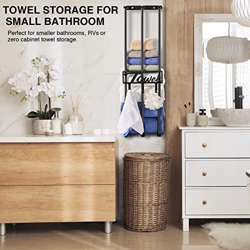 Wall Towel Rack for Rolled Towels, Dscabomlg New Upgrade 3-Bar Towel Holders for Wall Mounted,Bathroom Towel Storage for Small Bathroom, Metal Bath Towel Racks for Folded Large Towel