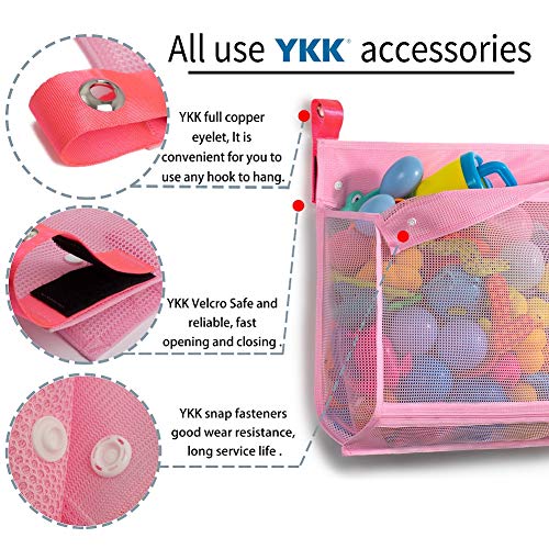 Tenrai Mesh Bath Toy Organizer, ( 1 Large, Pink) Bathtub Storage Bag, Multi-Purpose Baby Toys Net, Toddler Shower Caddy for Bathroom, Quick Drying Kids Toy Holder, ZY