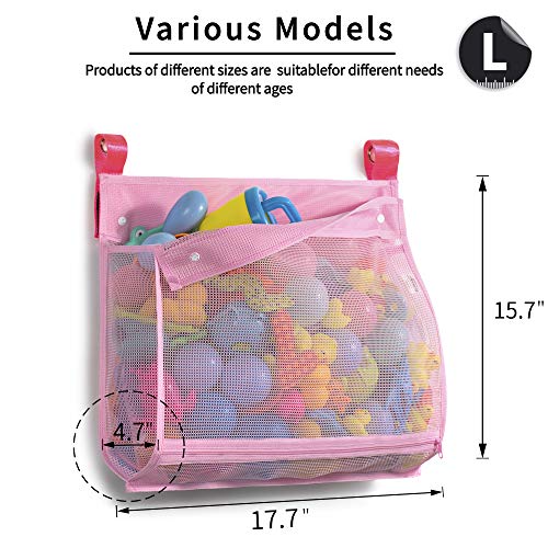 Tenrai Mesh Bath Toy Organizer, ( 1 Large, Pink) Bathtub Storage Bag, Multi-Purpose Baby Toys Net, Toddler Shower Caddy for Bathroom, Quick Drying Kids Toy Holder, ZY