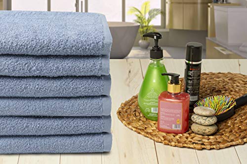 Cotton Bath Towels Set Blue 22" x 44" Pack of 6 Ultra Soft 100% Cotton Bath Towel Blue Highly Absorbent Daily Usage Bath Towel Ideal for Pool Home Gym Spa Hotel