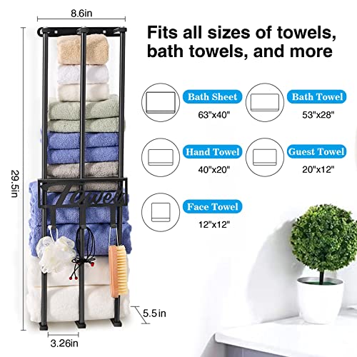 Wall Towel Rack for Rolled Towels, Dscabomlg New Upgrade 3-Bar Towel Holders for Wall Mounted,Bathroom Towel Storage for Small Bathroom, Metal Bath Towel Racks for Folded Large Towel