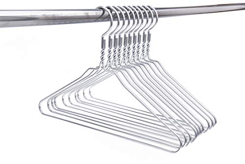 Quality Hangers Silver Aluminum Metal Coat Hangers Heavy Duty Suit Hangers 10 Pack (Adult Size Coat Hanger)