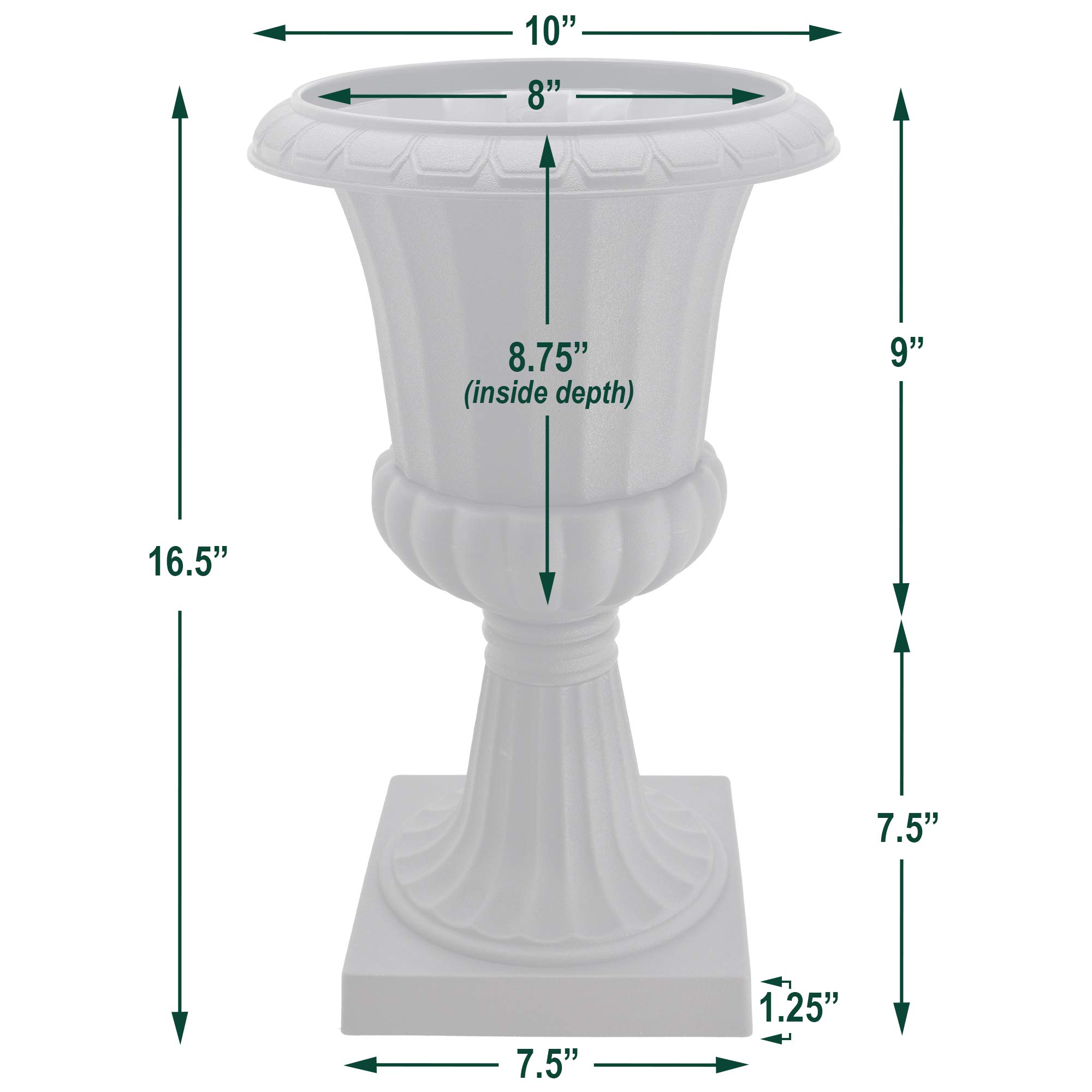 Arcadia Garden Products PL50BK-2 Deluxe Plastic Urn(Pack of 2), Black