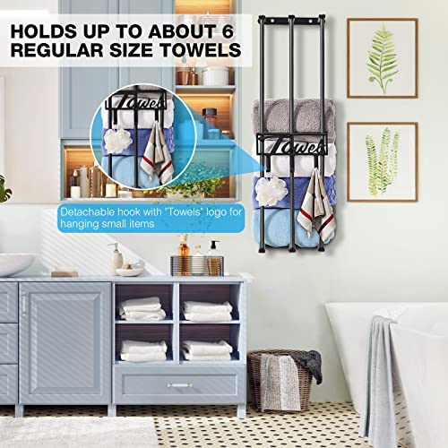 Wall Towel Rack for Rolled Towels, Dscabomlg New Upgrade 3-Bar Towel Holders for Wall Mounted,Bathroom Towel Storage for Small Bathroom, Metal Bath Towel Racks for Folded Large Towel