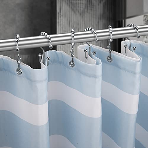Titanker Shower Curtain Hooks Rings, Rust-Resistant Metal Double Glide Shower Hooks for Bathroom Shower Rods Curtains, Set of 12 Hooks - Chrome