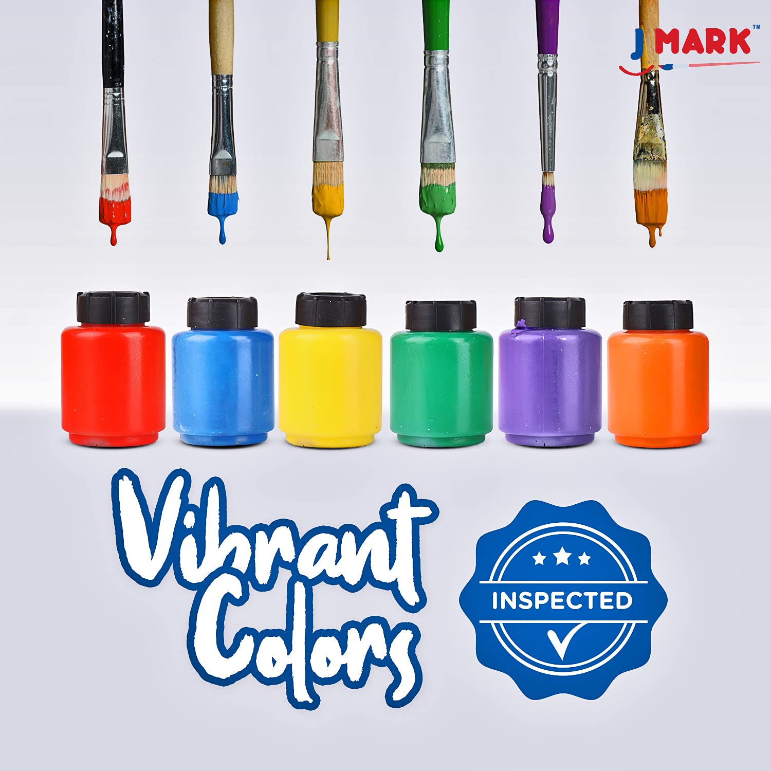 J MARK 38-Piece Toddler Paint Set, Includes Washable Tempera Paint, Art Smock, Painting Paper, Brushes, Tools