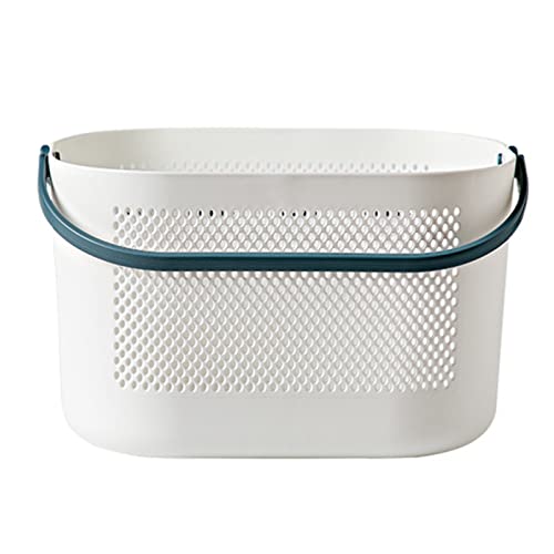Plastic Bathroom Storage Basket with Handle, for Storing Bathroom Body Wash, Shampoo, Conditioner, Lotion (Blue large)