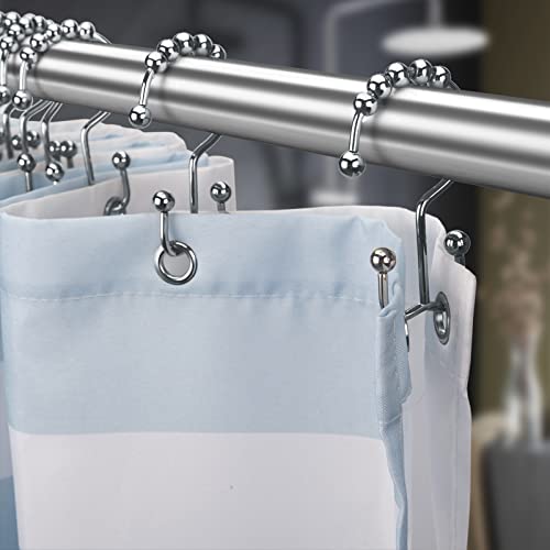 Titanker Shower Curtain Hooks Rings, Rust-Resistant Metal Double Glide Shower Hooks for Bathroom Shower Rods Curtains, Set of 12 Hooks - Chrome