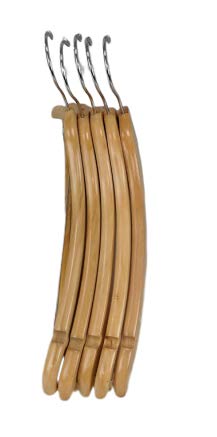 Natural Finish Wood Suit Hanger with Locking Bar (Set of 5)