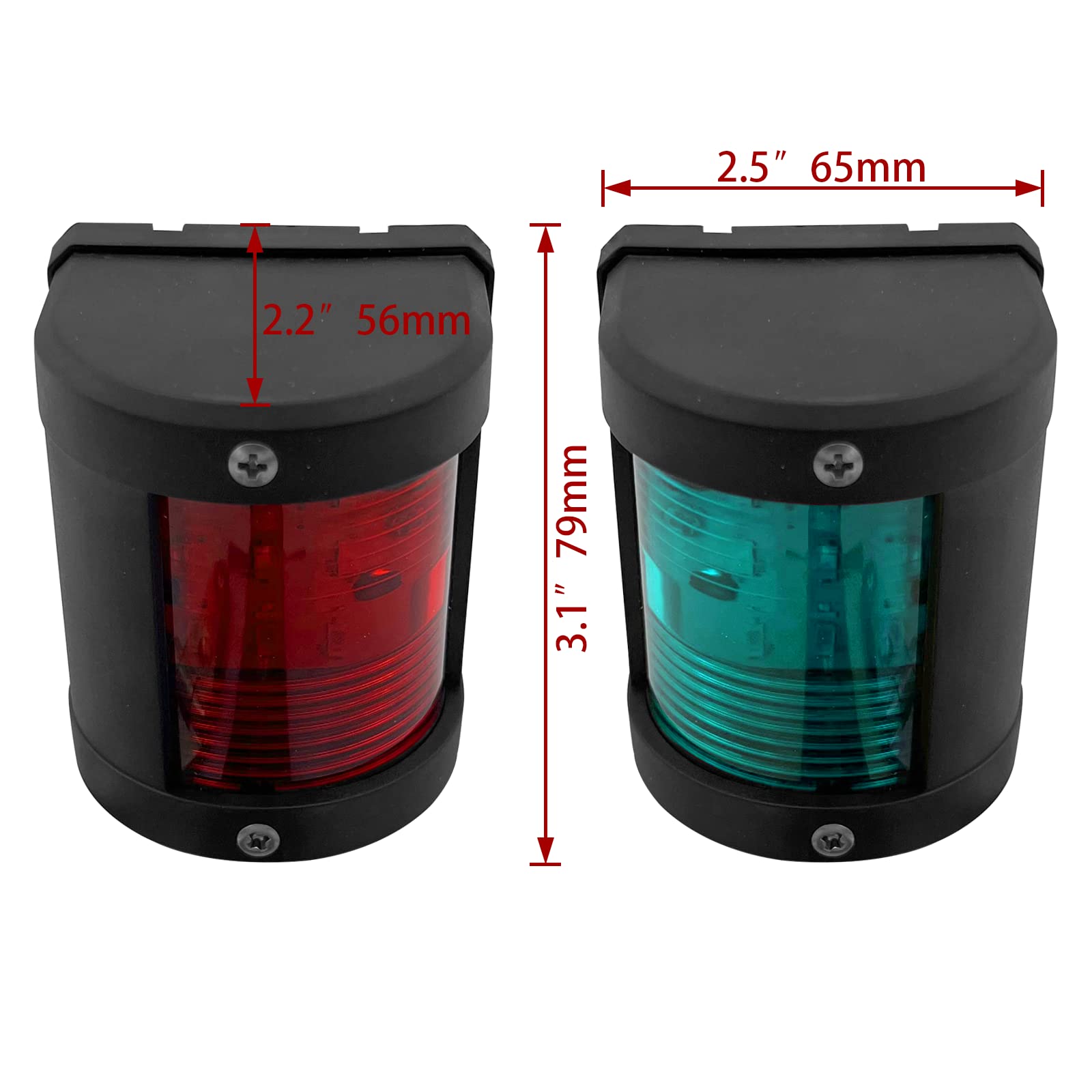 ISURE MARINE Boat Green Starboard and Red Port Side Black Stern LED Navigation Light 90° IP66 Anchor Signal Mast Light