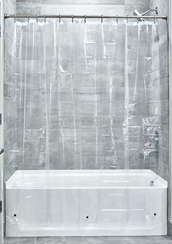 iDesign Waterproof PEVA Plastic Shower Curtain Liner for Use Alone or With Fabric Curtain, 72” x 72”, Clear