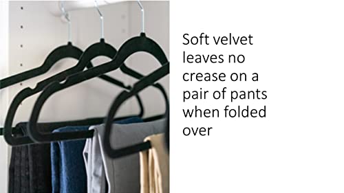 Method Mod Premium Velvet Hangers | Ultra Slim, Non-Slip, Durable Clothes Hanger, Coat Hanger, and Pants Hangers with 360 Degree Swivel Hook | Black Hangers 50 Pack