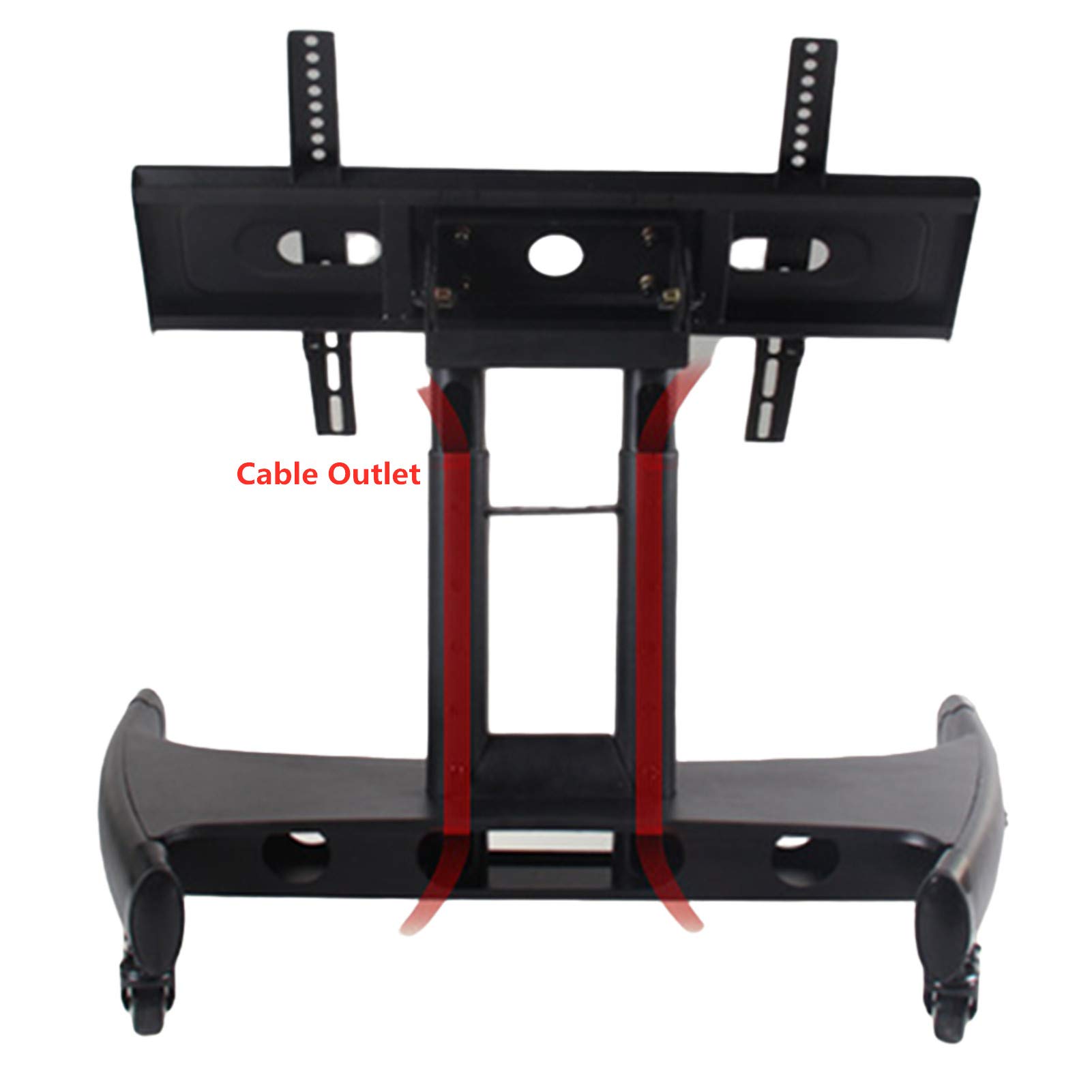 BIGalleons Mobile TV Mount Stand, Low Height Monitor Cart with Wheels for 32-65 inch Flat Curved Screen TV, LED LCD, Height Adjustable, 90°Adjustable Viewing Angle