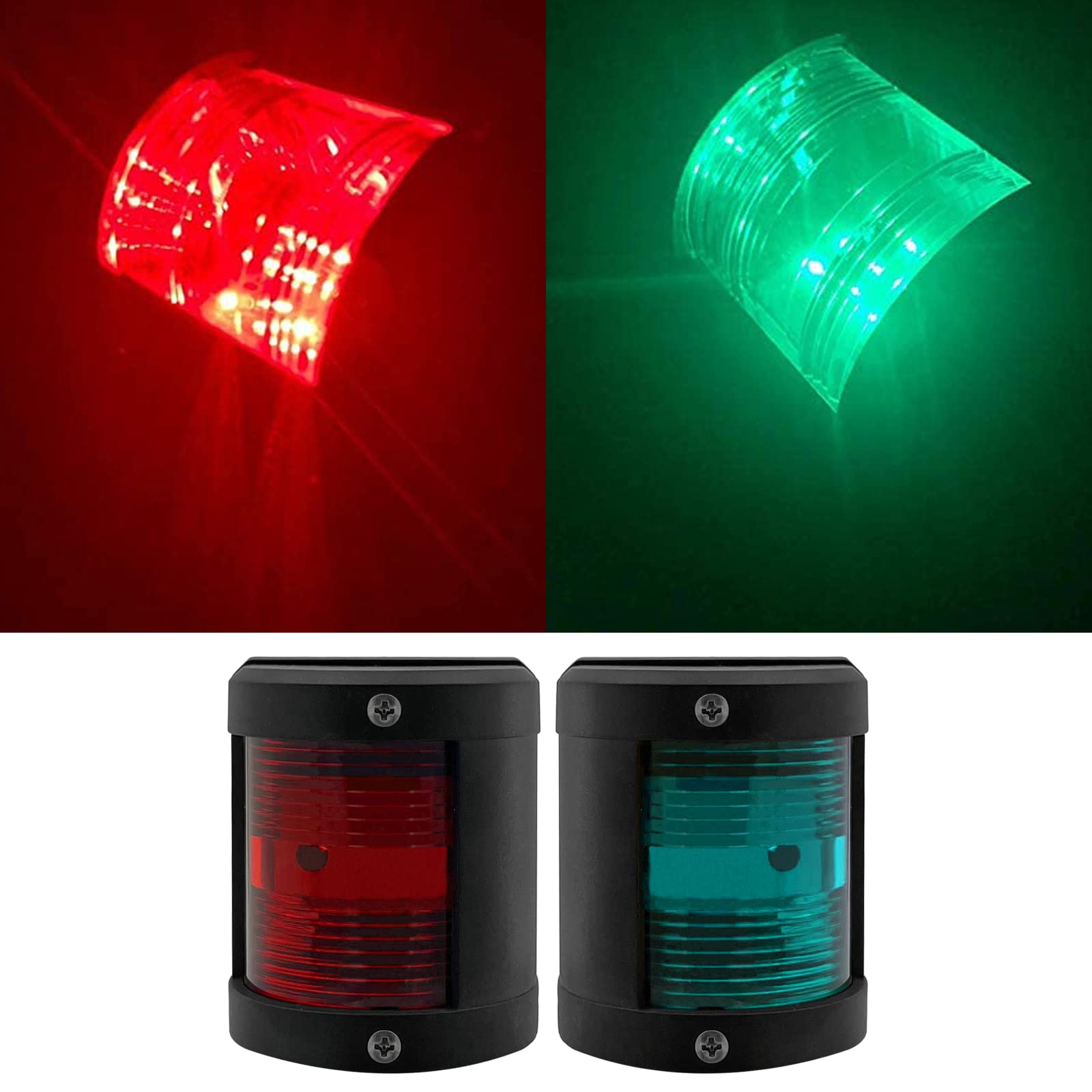 ISURE MARINE Boat Green Starboard and Red Port Side Black Stern LED Navigation Light 90° IP66 Anchor Signal Mast Light