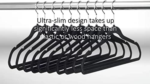 Method Mod Premium Velvet Hangers | Ultra Slim, Non-Slip, Durable Clothes Hanger, Coat Hanger, and Pants Hangers with 360 Degree Swivel Hook | Black Hangers 50 Pack