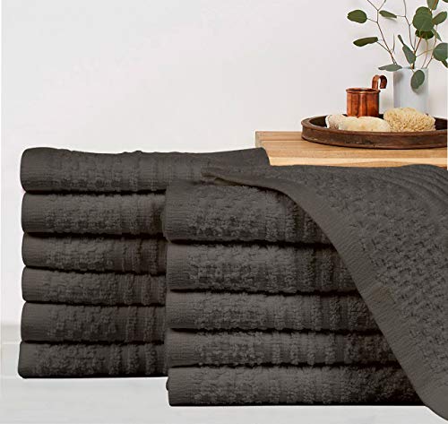Bliss Casa Grey Washcloths Set (12 x 12 Inch, 12 Pack) – 100% Cotton Washcloths for Face, Highly Absorbent Soft Face Towels, and Quick Drying Fingertip Towels for Daily Use (Emerson, Grey)