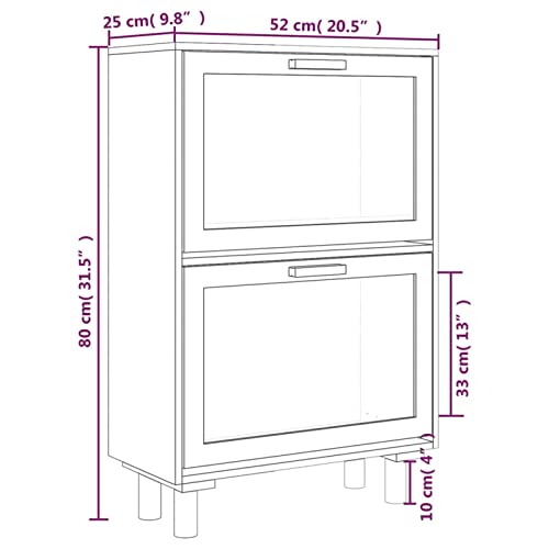 Tidyard Shoe Rack with Pull-Down Storage Drawers, Engineered Wood and Natural Rattan Shoe Cabinet for Bedroom Entryway Hallway Home Furniture
