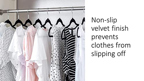 Method Mod Premium Velvet Hangers | Ultra Slim, Non-Slip, Durable Clothes Hanger, Coat Hanger, and Pants Hangers with 360 Degree Swivel Hook | Black Hangers 50 Pack
