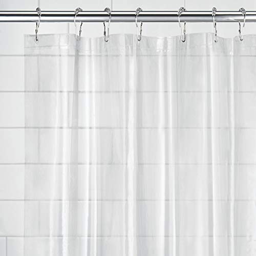 iDesign Waterproof PEVA Plastic Shower Curtain Liner for Use Alone or With Fabric Curtain, 72β x 72β, Clear